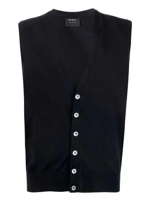DELL'OGLIO V-neck Cashmere Vest - Blue