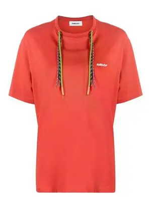 AMBUSH Logo-print T-shirt With Multi-cord Detail - Red