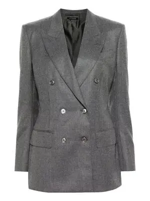 TOM FORD Mélange Double-breasted Blazer - Grey