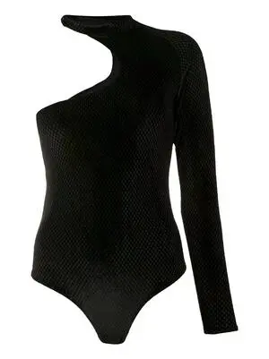 AMIR SLAMA Single-sleeve Velvet Body - Black