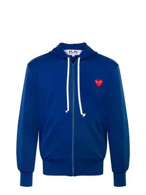 Play Comme Des Garcon Heart-appliqué Hoodie - Blue