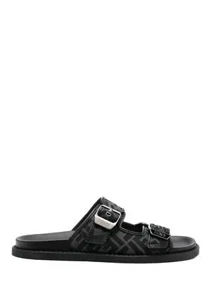 Fendi Ff Jacquard Buckle Sandals - Black