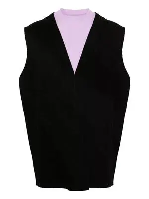 JIL SANDER Two-tone Layered Knitted Vest - Black