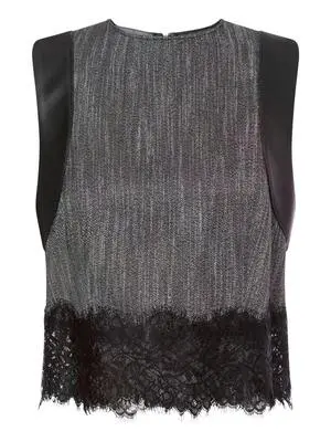 Alberta Ferretti Sleeveless Lace-detail Top - Grey
