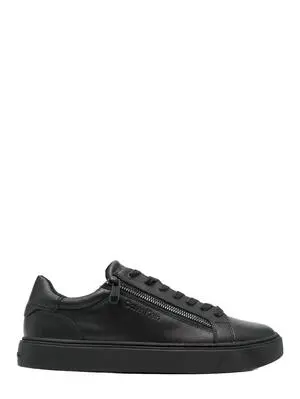 Calvin Klein Logo-debossed Leather Sneakers - Black