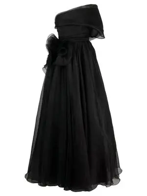 ANA RADU One-shoulder Draped Maxi Dress - Black