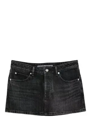 Alexander Wang Crystal-embellished Denim Mini Skirt - Black