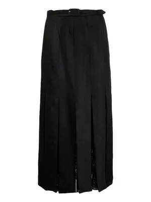Gabriela Hearst Edith Pleated Linen Skirt - Black