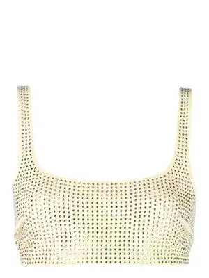 Patrizia Pepe Crystal-embellished Crop Tank Top - Yellow
