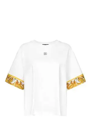 Dolce & Gabbana Majolica-trim Cotton T-shirt - White