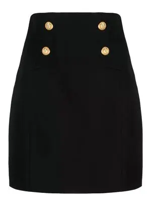 Balmain High-waisted Wool Miniskirt - Black