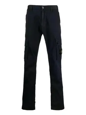 Stone Island Compass-motif Cotton Cargo Pants - Blue