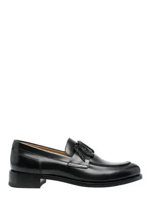 RENE CAOVILLA Crystal-Embellished Leather Loafers