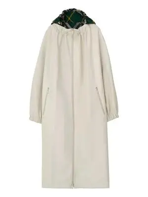 Burberry Checked-hood Gabardine Parka Coat - Neutrals