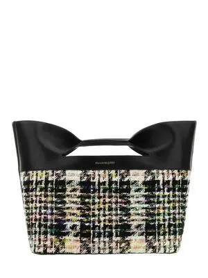 Alexander McQueen The Bow Small Tweed Tote Bag - Black