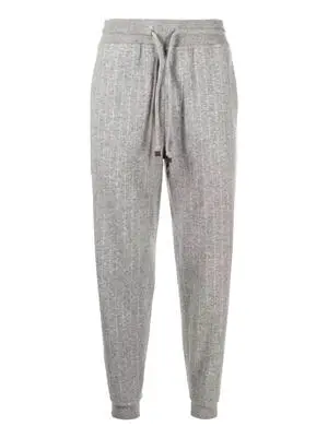 Brunello Cucinelli Striped Cashmere-blend Track Pants - Grey