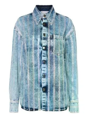 Giuseppe Di Morabito Crystal-embellished Denim Shirt - Blue