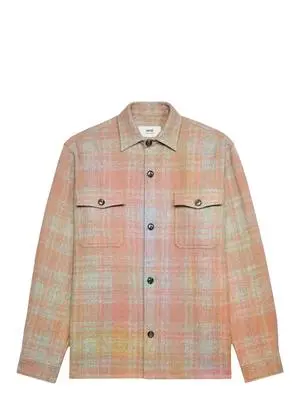 AMI Paris Maxi Checked Overshirt - Neutrals