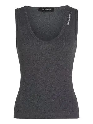 Karl Lagerfeld Ribbed V-neck Tank Top - Grey