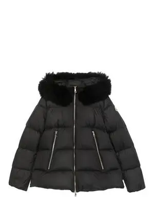 Moncler Fur-trimmed Hooded Parka Coat - Black
