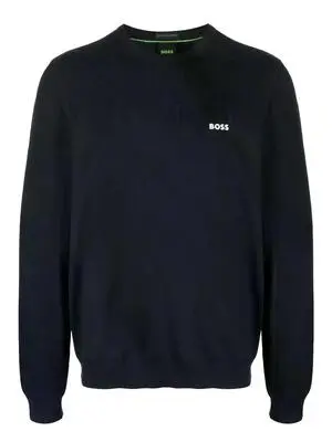 BOSS Logo-patch Round-neck Jumper - Blue