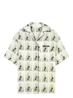 Palm Angels Mirage Palm-tree Print Bowling Shirt - White
