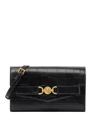 Versace Medusa '95 Croc-effect Crossbody Bag - Black