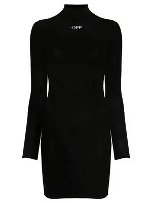 Off-White Off Stamp Embroidered Mini Dress - Black