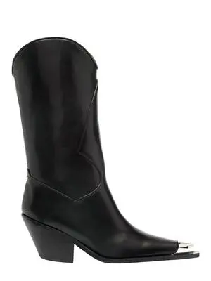 MISBHV Pointed Toe Metallic Boots - Black