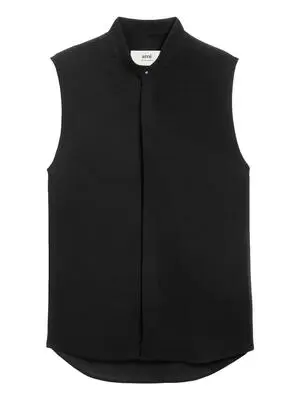 AMI Paris De Coeur-embroidery Sleeveless Shirt - Black