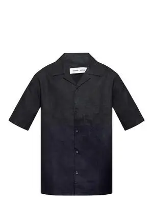 SAMSOE SAMSOE Short-sleeve Linen-blend Shirt - Blue