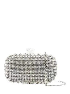 SELF-PORTRAIT Crystal Lace-detail Clutch Bag - Silver