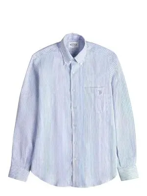 TOD'S Striped Linen Shirt - Blue