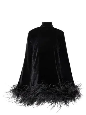 TALLER MARMO Gina Feather-Trim Minidress Black