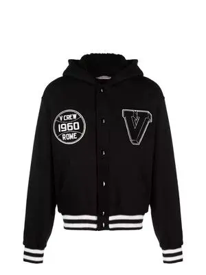 Valentino Garavani Buttoned Varsity Hoodie - Black