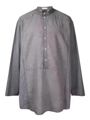 NICOLAS ANDREAS TARALIS Band-collar Cotton Shirt - Grey