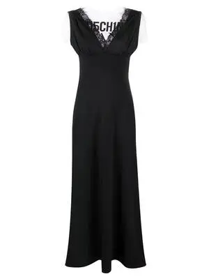 Moschino Logo-print Layered Maxi Dress - Black