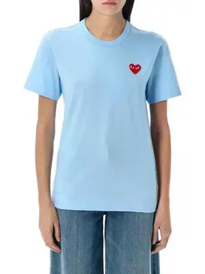Play Comme Des Garcon Logo-Appliqué Cotton T-Shirt Blue