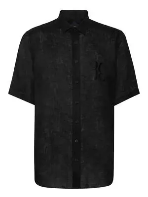 BILLIONAIRE Linen Silver Cut Shirt - Black