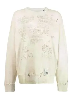 Mihara Yasuhiro Sketch-print Distressed Jumper - Neutrals