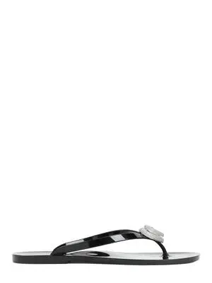 Mach & Mach Heart-charm Flip Flops - Black