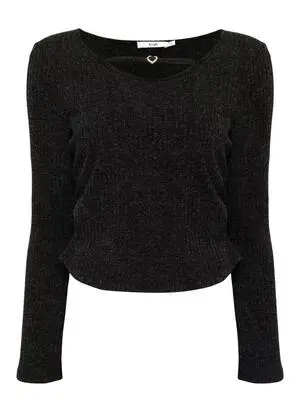 B+AB Cut-out Ribbed Top - Grey