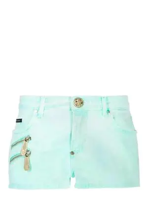 Philipp Plein Biker-style Denim Shorts - Green