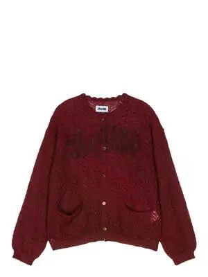 MAGLIANO Logo-detailed Crochet Knit Cardigan - Red