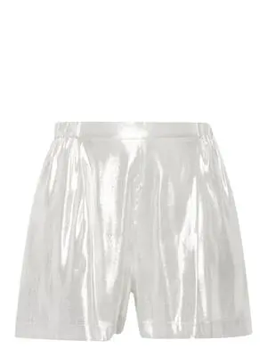 Carine Gilson Wide-leg Lurex Pyjama Shorts - Silver