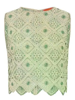 La DoubleJ Aria Macramé Cropped Blouse - Neutrals