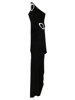 DAVID KOMA Crystal-Buckle Asymmetric Gown