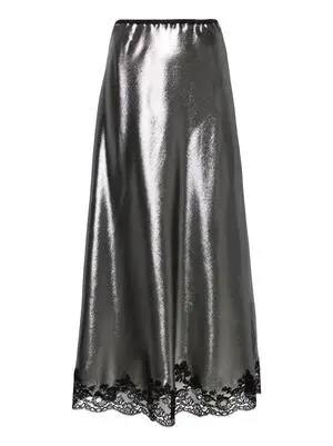 Carine Gilson Lace-trim Lurex Maxi Skirt - Silver