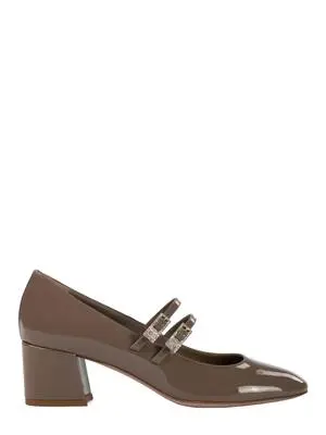 LE SILLA 50mm Danielle Patent-Leather Pumps Brown