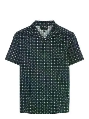 A.p.c. Lloyd Geometric-print Cotton Shirt - Blue